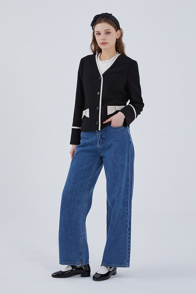 DEBB(종료)(뎁) [DEBB] Ribbon Point Single Jacket_BK | 신세계V