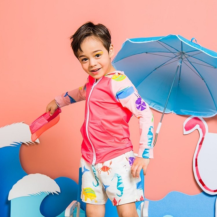 MALLANG PEACH(말랑피치) ZIP-UP RASH GUARD (NEON PINK) | 신세계V