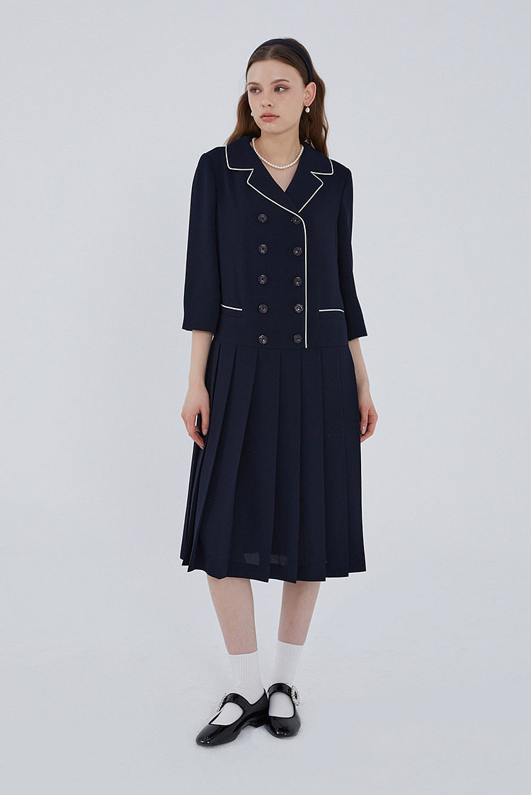 DEBB(종료)(뎁) [DEBB] Double Button Pleats Dress_NV | 신세계V