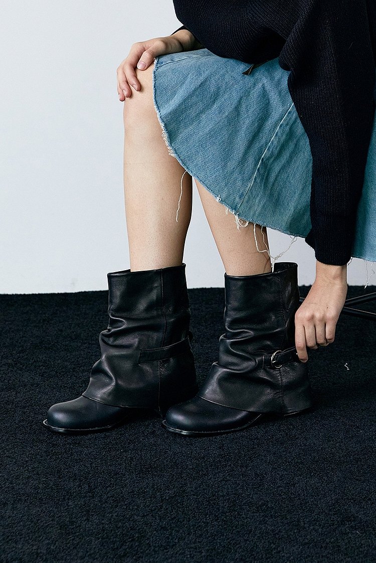 LILYSHOE(종료)(릴리슈) wens wrinkle boots_black | 신세계V