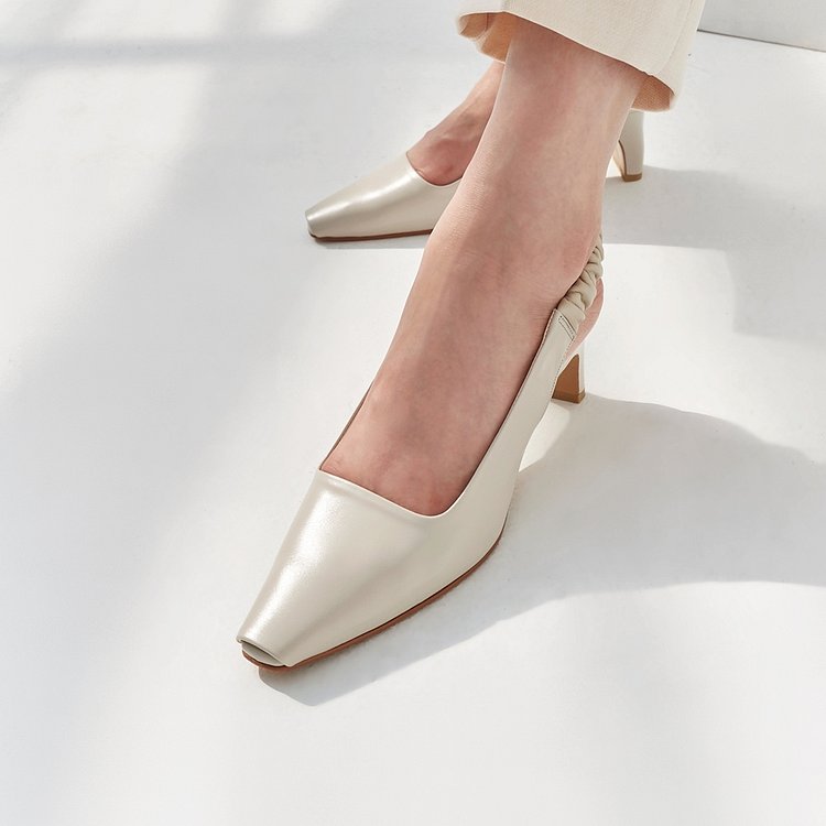 NEUTE(누트) 50mm Vivian Open Toe Slingback (White) | 신세계V