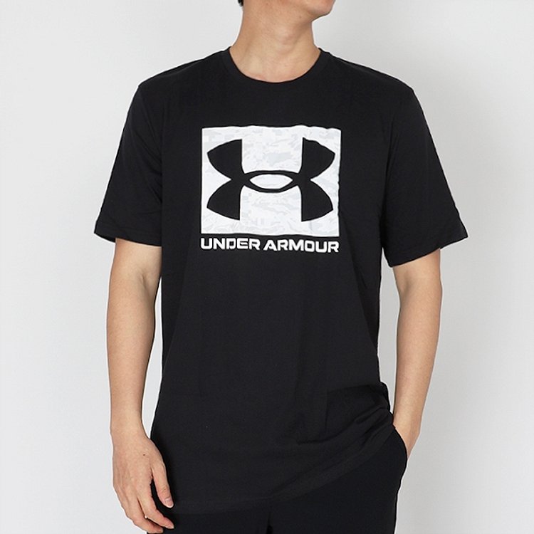 UNDER ARMOUR(언더아머) 언더아머 반팔 라운드티 1361673-001 UA 카모 박스드 로고 숏슬리브 티 | 신세계V