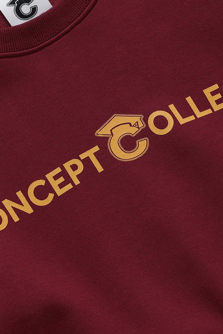 CONCEPT COLLEGE(컨셉트컬리지) Basic Line Logo Unisex Wine Sweat Shirt | 신세계V