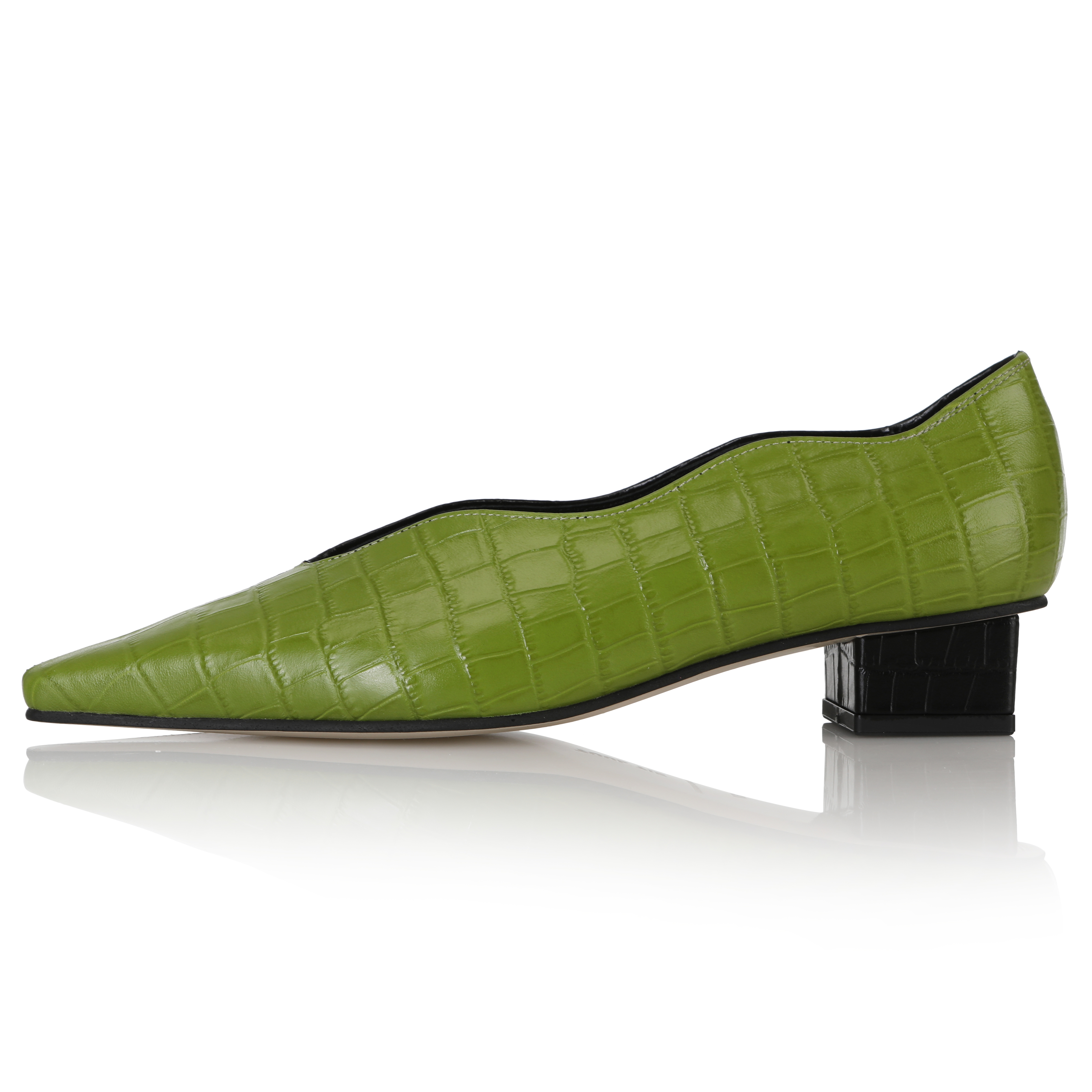 YUUL YIE(율이에) Cassie2 Flat Shoes / 20RS-F087 / Black Croc + Yellow ...
