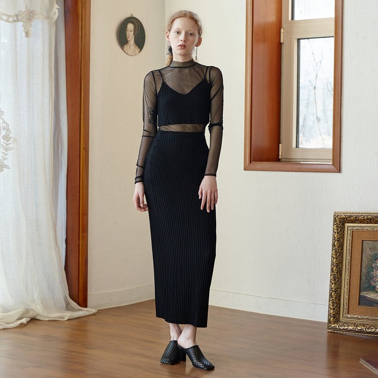 BABY CENTAUR (구)(베이비 센토르 (구)) [BC21SSKN10BK] PRETZEL KNIT LONG SKIRT ...