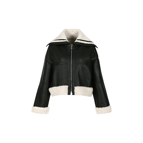YCH(와이씨에이치) [FW22] SAILOR-COLLAR LEATHER JACKET (W22OT200BK) | 신세계V