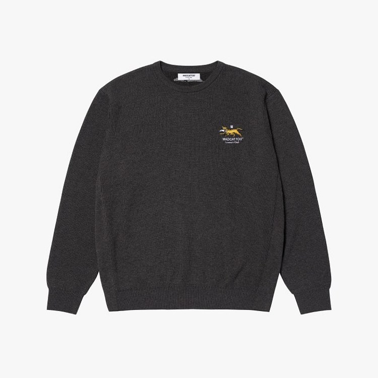 MADCATTOS [종료](매드캐토스) MCC M L/S LOGO EMBROIDERY SWEATER-DARK GREY | 신세계V