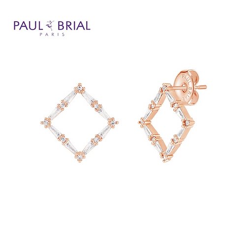 PAUL BRIAL(폴브리알) [PAUL BRIAL] 폴브리알 폴브리알 PYBE0098 (PG) 사각 큐빅 귀걸이 大 | 신세계V