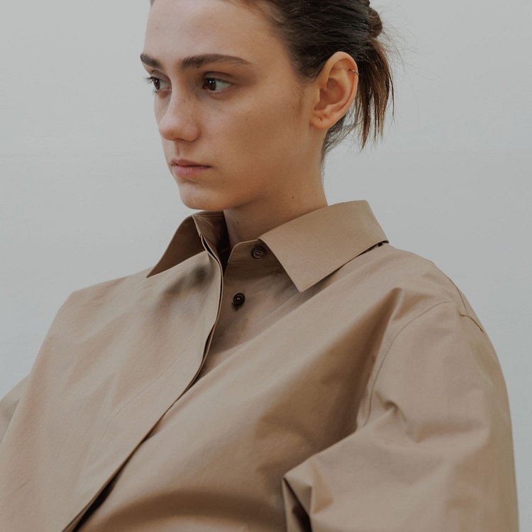 REPLAIN(X)(리플레인(X)) BEIGE COTTON HIDDEN BUTTON SHIRTS | 신세계V