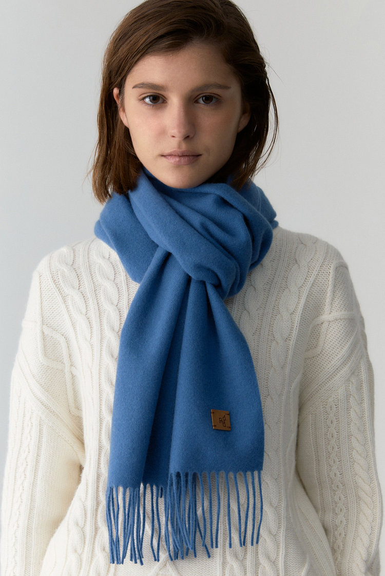 DEPOUND(드파운드) cashmere wool blended leather point muffler - blue | 신세계V