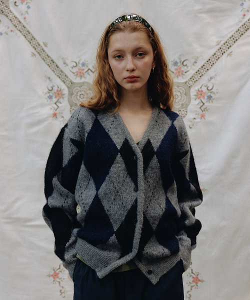 FRITUR(프리터) Argyle Cardigan Grey_F253KN01 | 신세계V