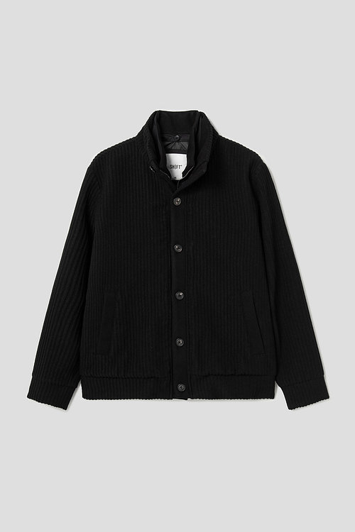 SHIFT.G(시프트지) Wool Blended Goose Down SemiOver Cardigan Black ...