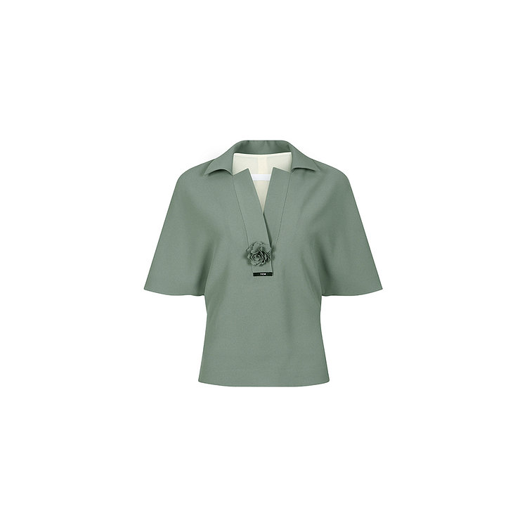 YCH(와이씨에이치) [임직원특가]★장원영 착용★ [PF22] BACK LAYERED COLLAR BLOUSE | 신세계V
