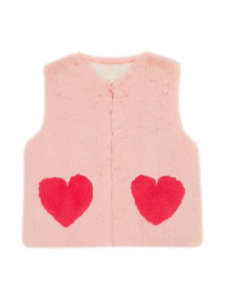 MOLLIOLLI(몰리올리) HEART PANG Kids Faux Fur Vest [Pink] | 신세계V