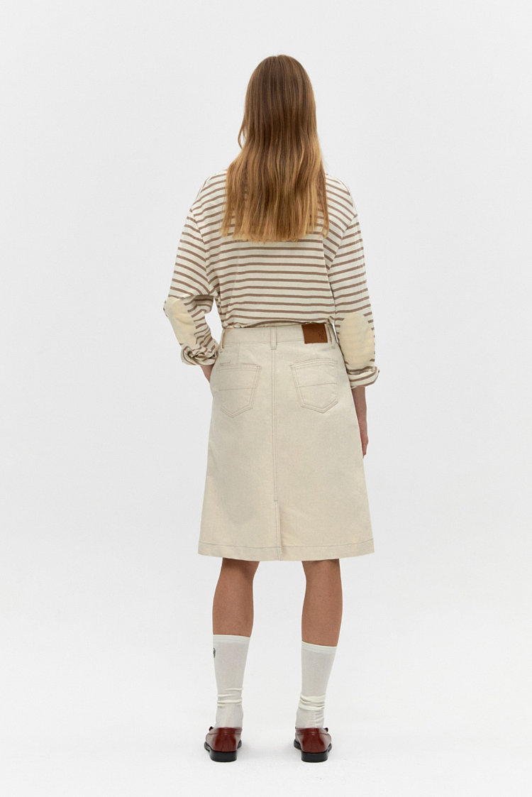 DEPOUND(드파운드) dpwd elbow patch stripe t shirts - beige | 신세계V