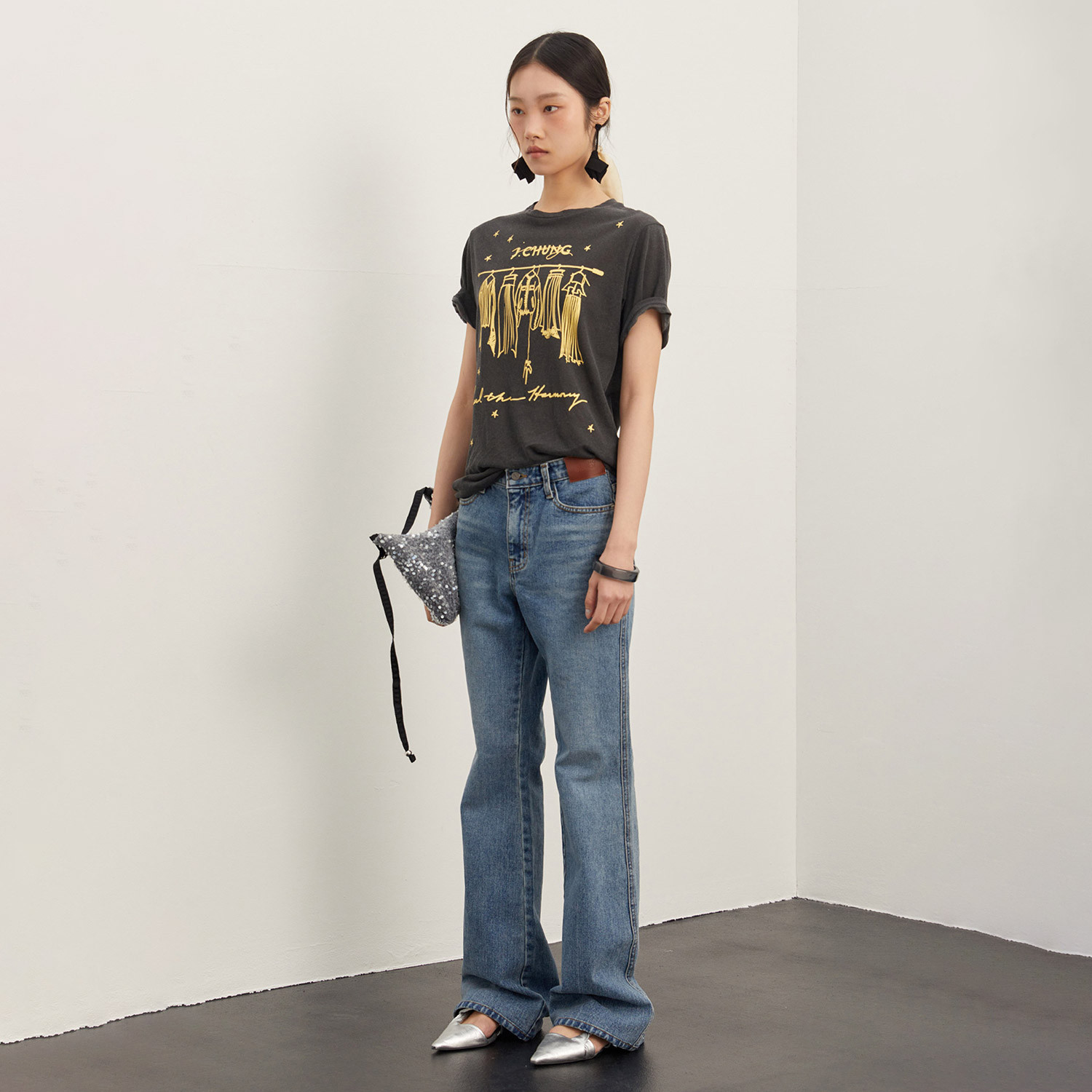 J.CHUNG(제이청) Hanger Drawing Tee_Aqua Charcoal | 신세계V